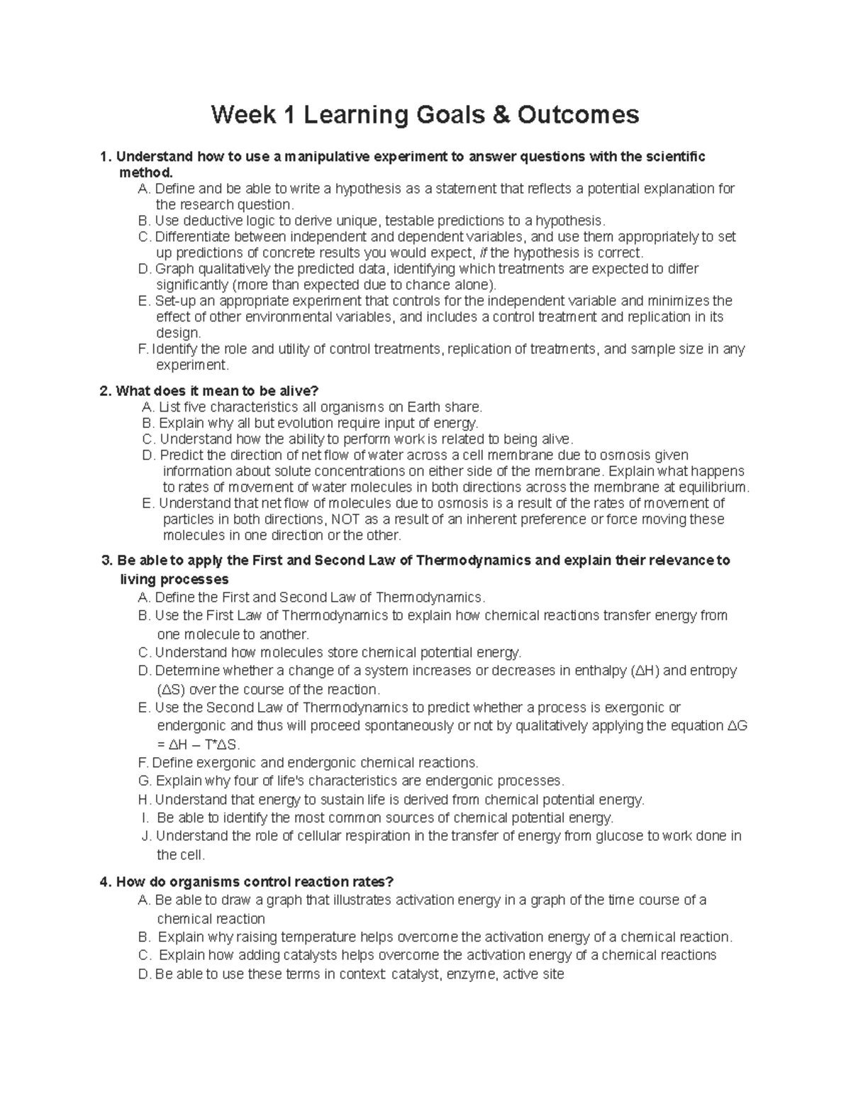 Week 1 Learning Goals - Week 1 Learning Goals & Outcomes 1. Understand ...