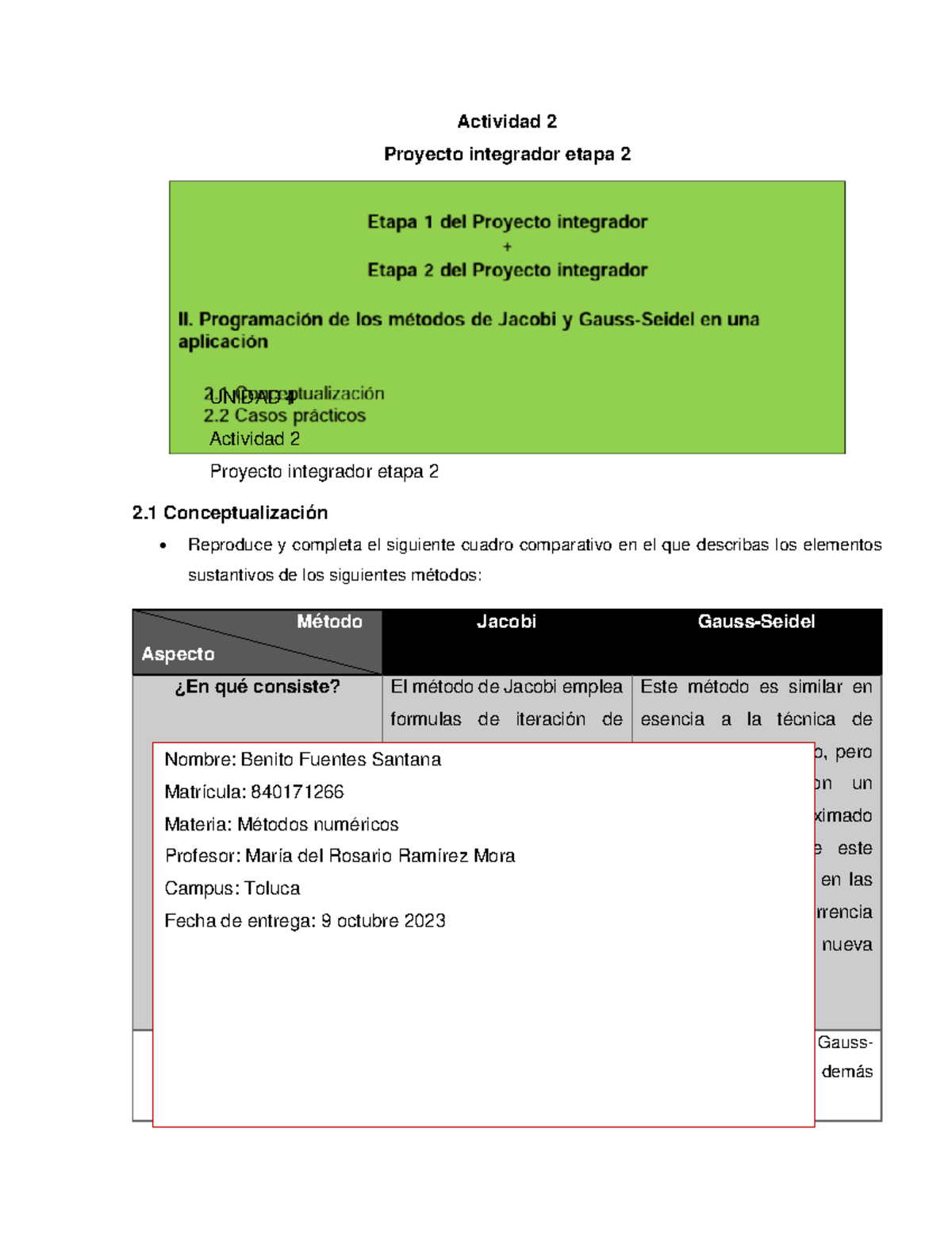 A2 metodos numericos - Actividad1 - Actividad 2 Proyecto integrador etapa 2 2 Conceptualización ...