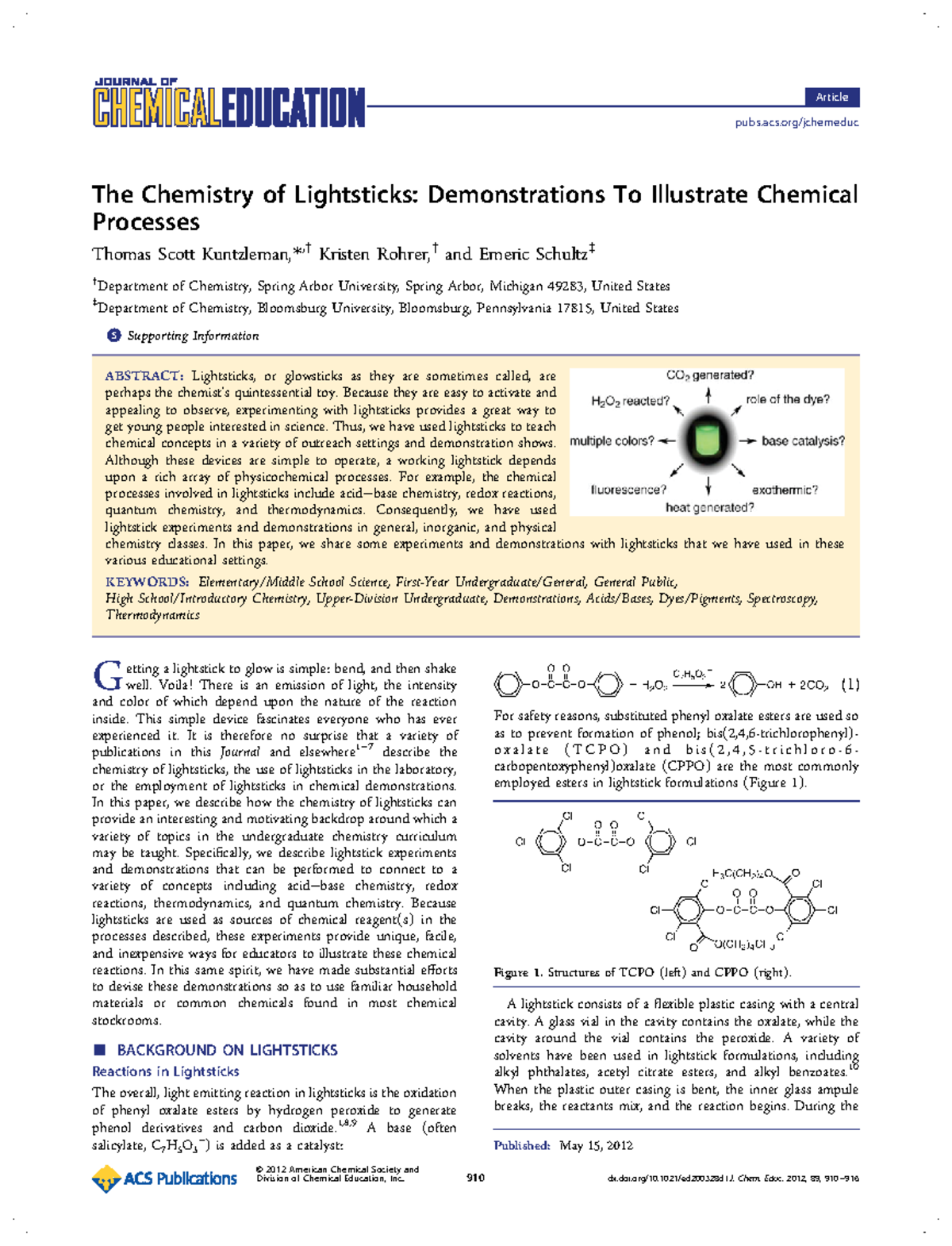2 - article - The Chemistry of Lightsticks: Demonstrations To ...