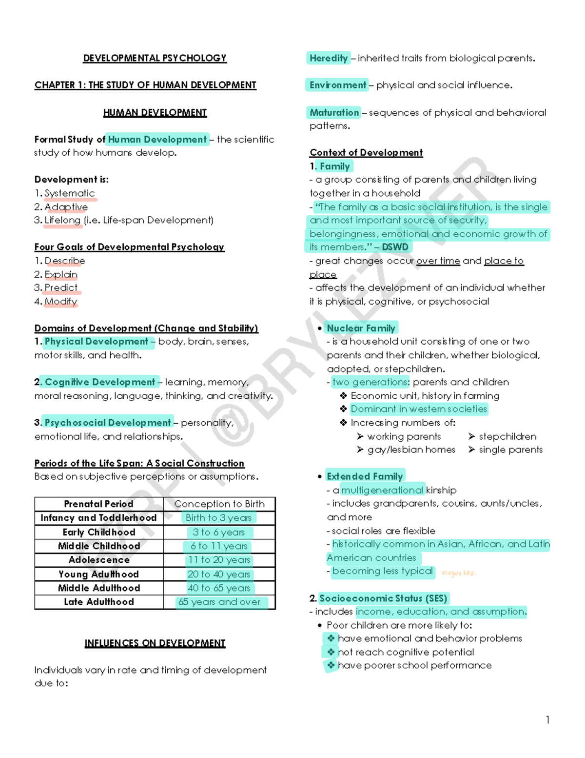 Devpsy Reviewer Chapters 1 6 - DEVELOPMENTAL PSYCHOLOGY CHAPTER 1: THE ...