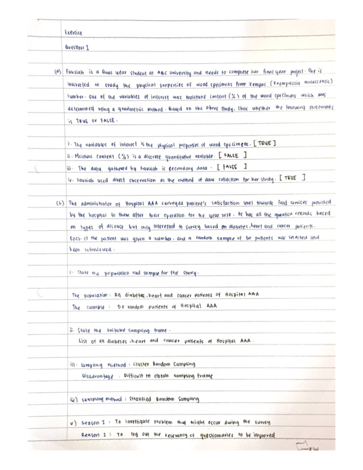 STA108 Exercise For Test 1 - Applied Sciences - Studocu