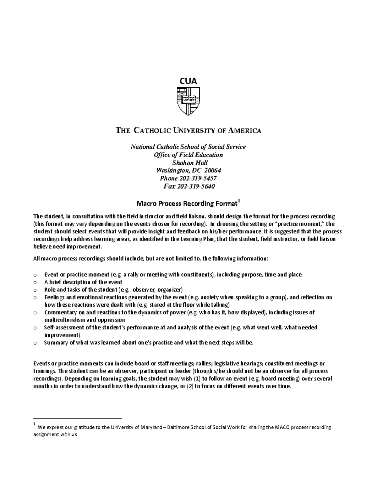 Macro Process Recording Format - 1 We express our gratitude to the ...