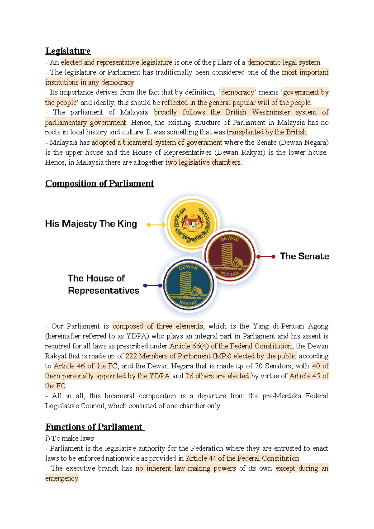 Chapter 8 Parliament and its composition - Legislature An elected and ...