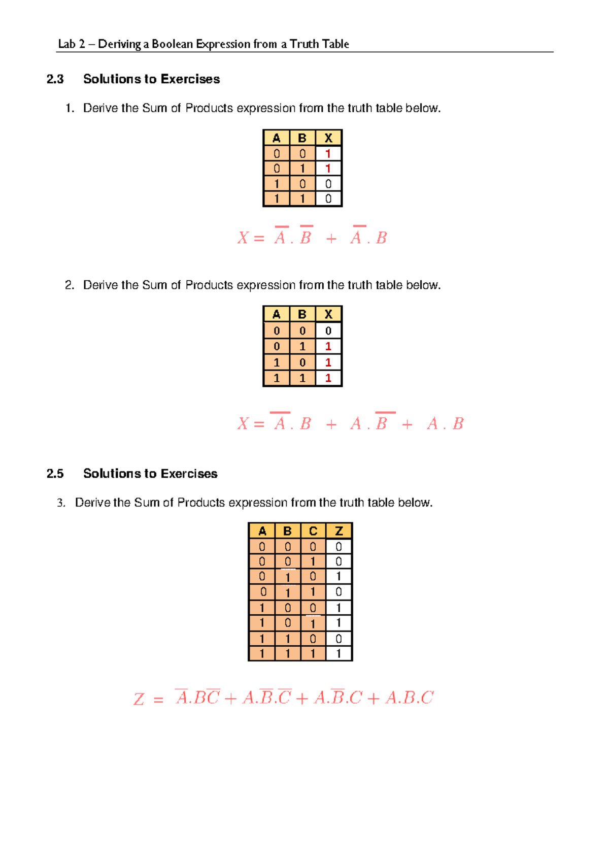 Csf Wk 2 Ci Lab Support Lab 02 Worked Solutions Sum Of Product Notation Warning Tt