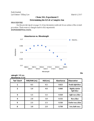 CHEM 201 Experiment 2 Lab Report - Rebeca Ortiz CHEM 201, Section 14 ...