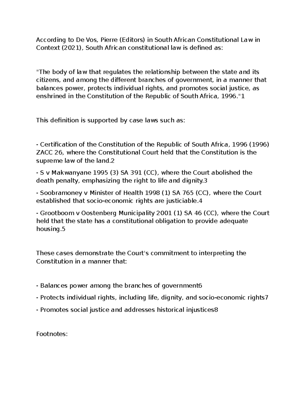 CSL2601 Assignment - According to De Vos, Pierre (Editors) in South ...