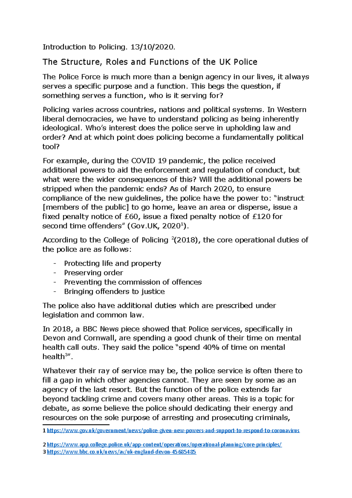 The Structure, Roles, and Functions of the UK Police - Introduction to ...