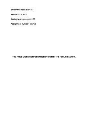 PUB3703 Assessments - All past HR assignments and question papers - 1 ...