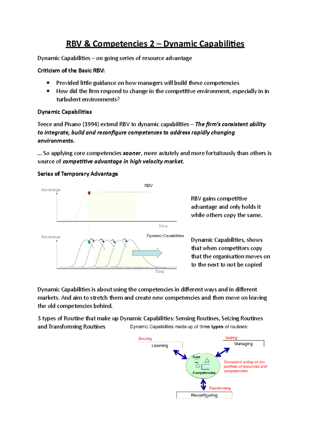 2. RBV part 2.... - RBV & Competencies 2 – Dynamic Capabilities Dynamic ...