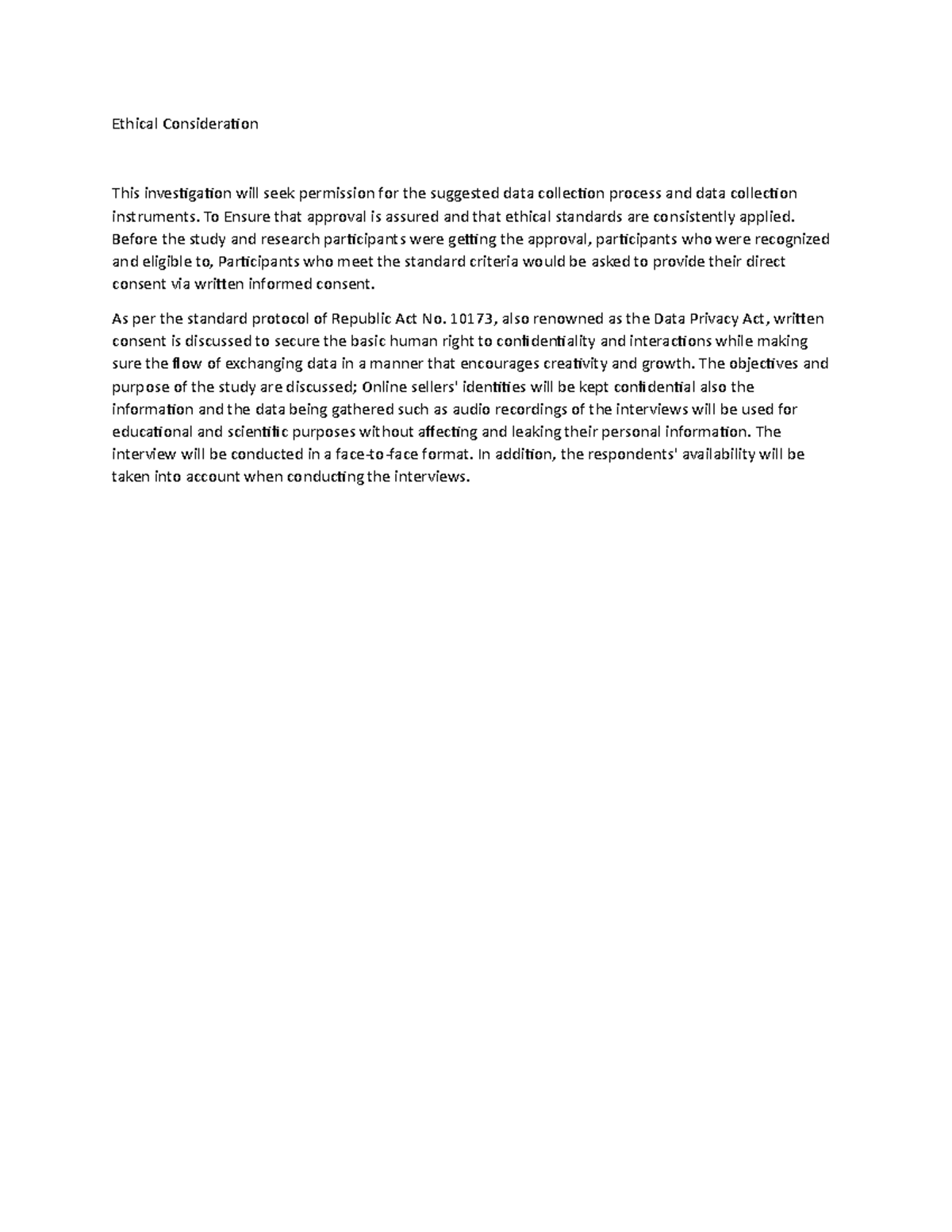 Ethical-Consideration - Ethical Consideration This investigation will ...