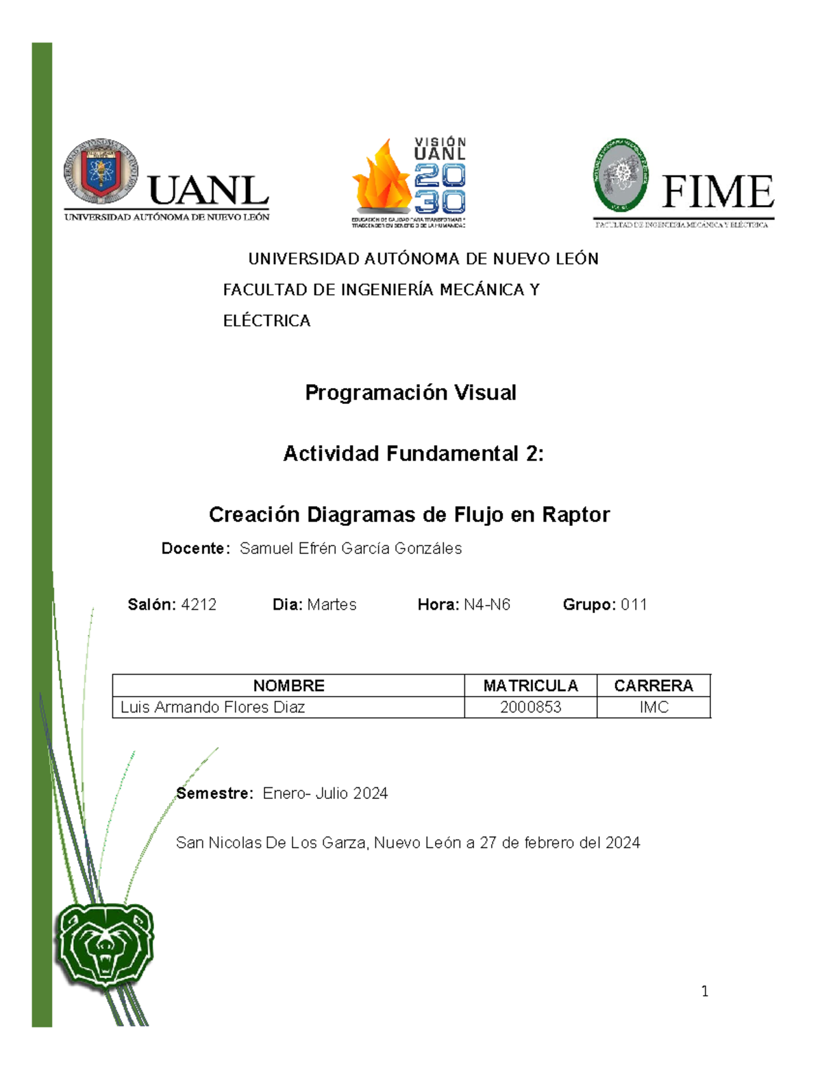 LAFD PROG AF2 - Diagrama de flujo en Raptor - UNIVERSIDAD AUTÓNOMA DE ...