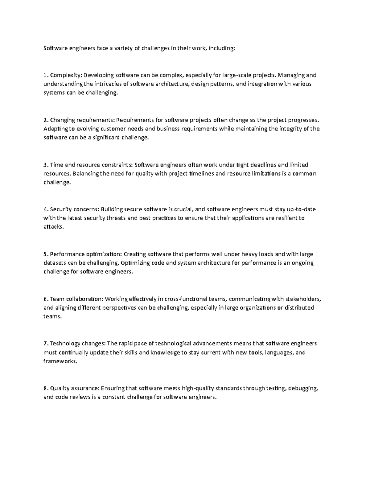 Software engineers face a variety of challenges in their work ...