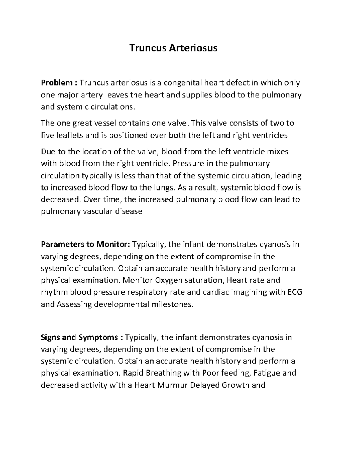 Truncus ARteriosus - n/a - Truncus Arteriosus Problem : Truncus ...