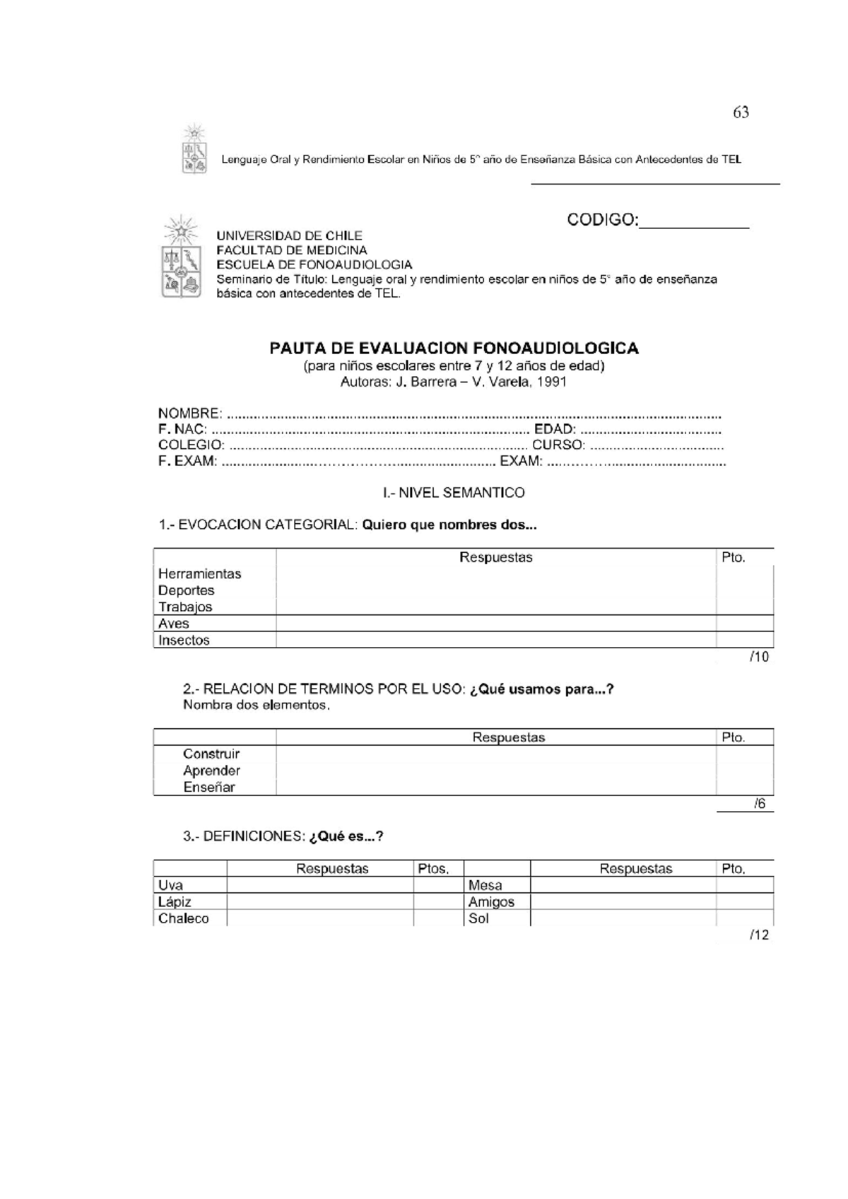 Pefe - Evaluacion PEFE - 63 Lenguaje Oral y Rendimiento Escolar en ...