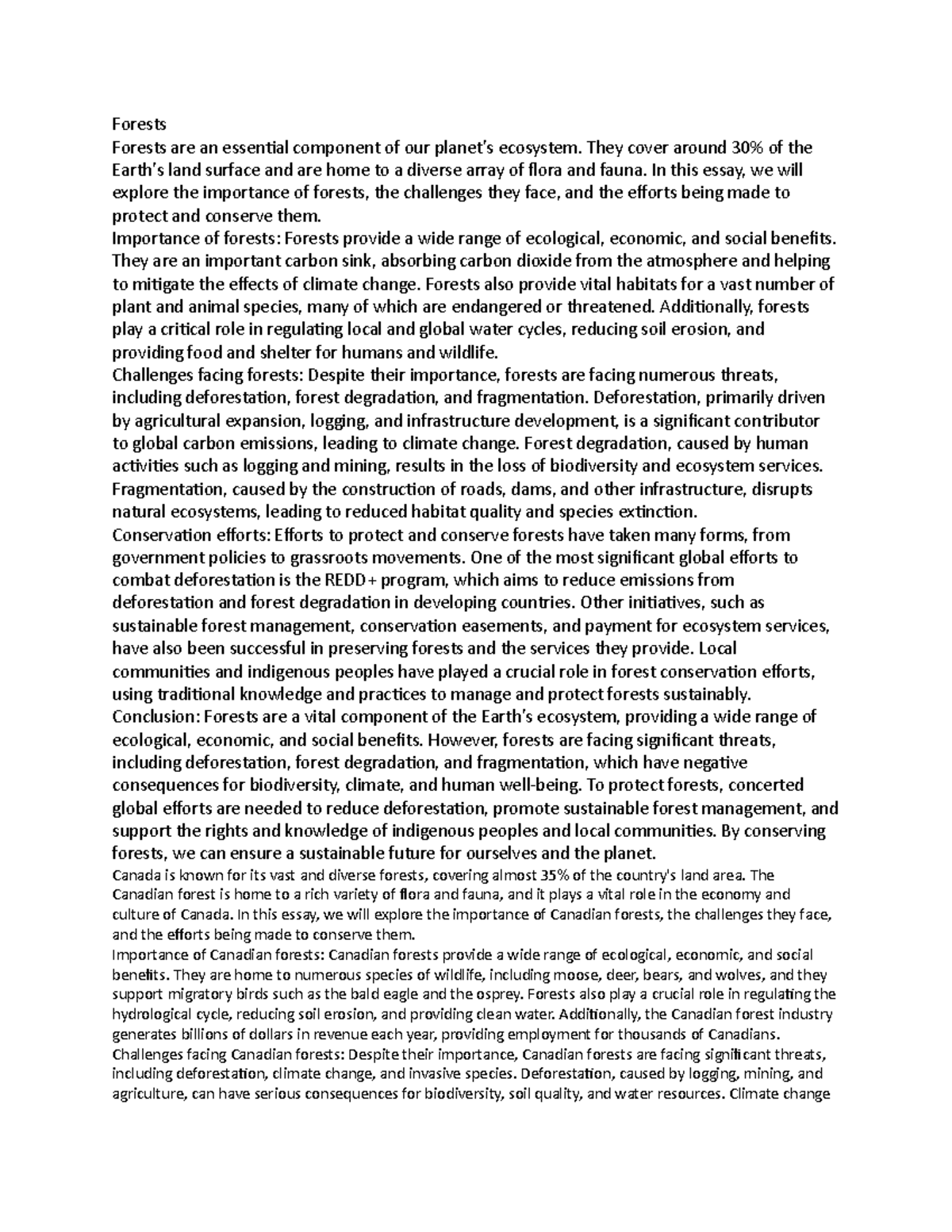 Forests - notes - Forests Forests are an essential component of our ...