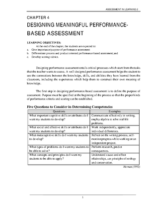 Chapter 6 - CHAPTER 6 PORTFOLIO ASSESSMENT LEARNING OBJECTIVES: At the ...