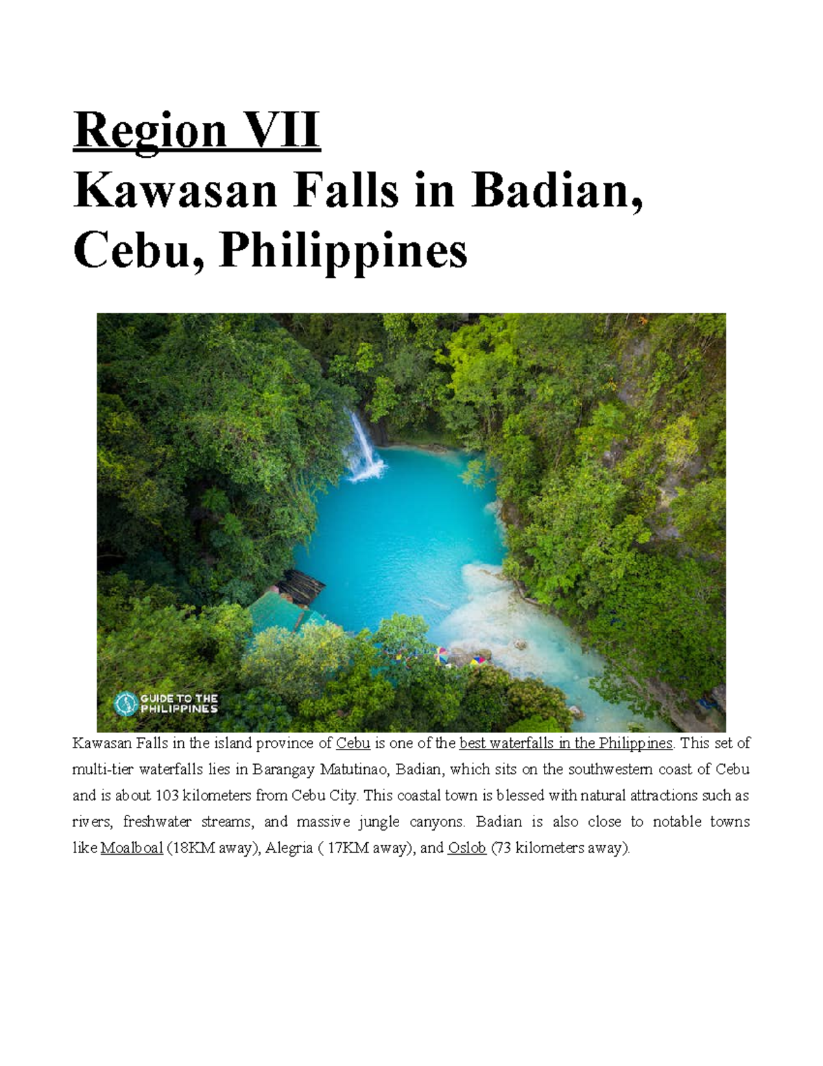Region VII - NOTHING - Region VII Kawasan Falls in Badian, Cebu ...