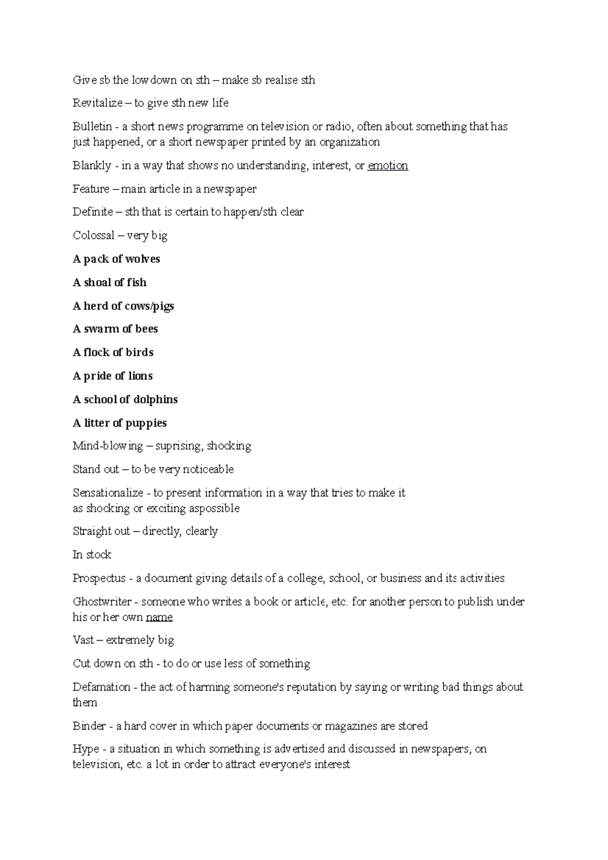English Vocabulary media Give Sb The Lowdown On Sth Make Sb english-vocabulary-media-give-sb-the-lowdown-on-sth-make-sb
