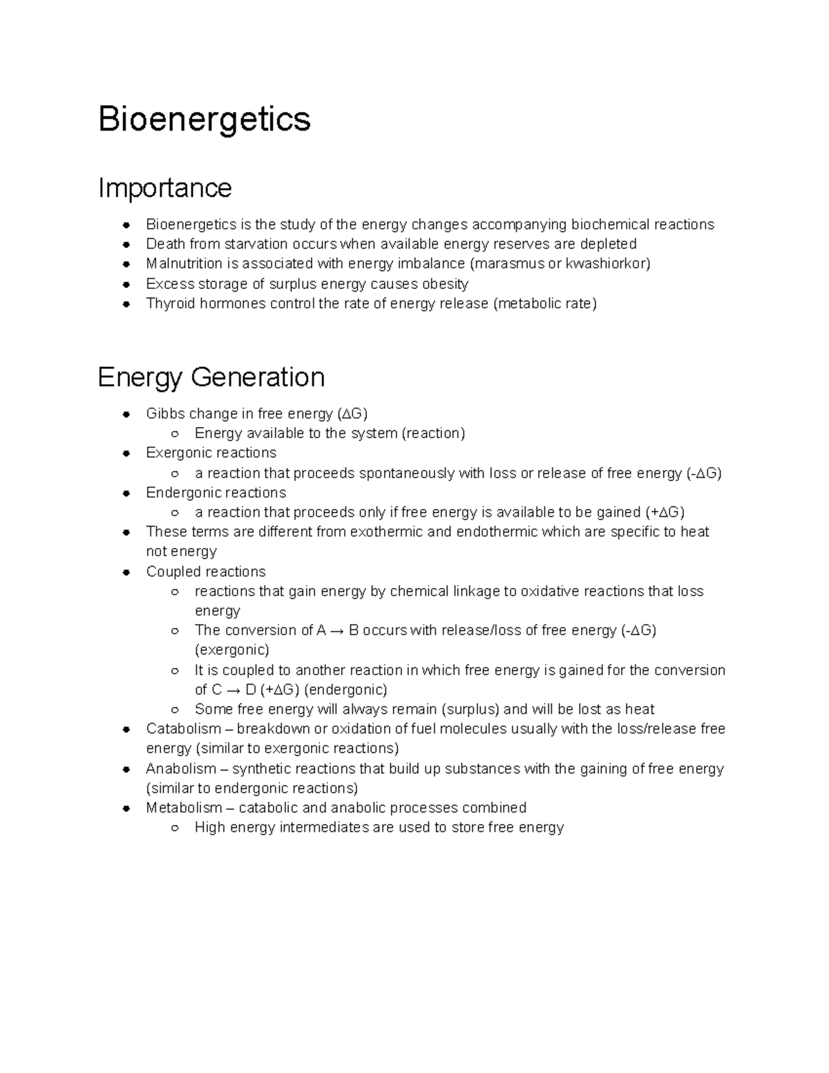 Bioenergetics - Information on sources and uses of energy and the ...