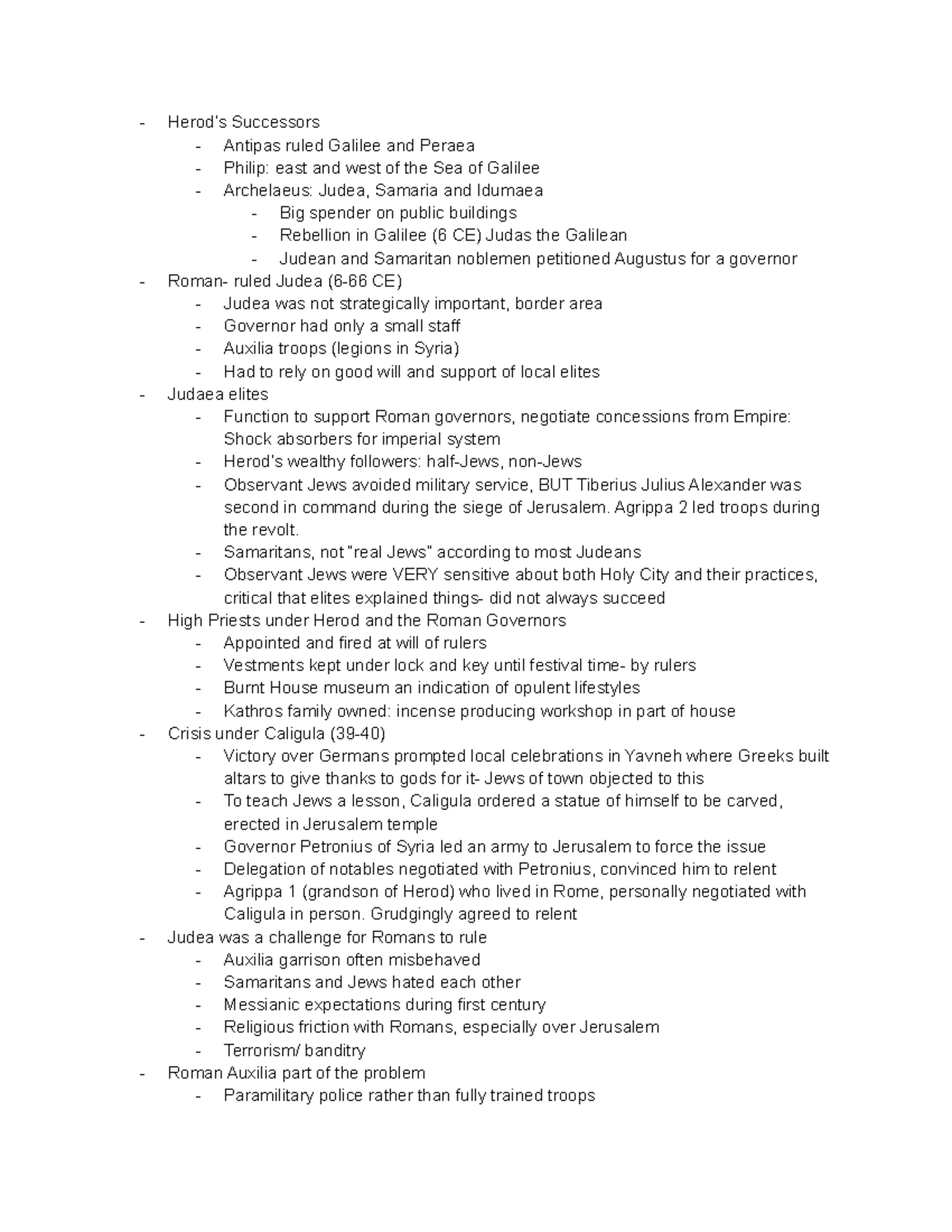 Roman Rule and Jewish Revolt - Herod’s Successors Antipas ruled Galilee ...