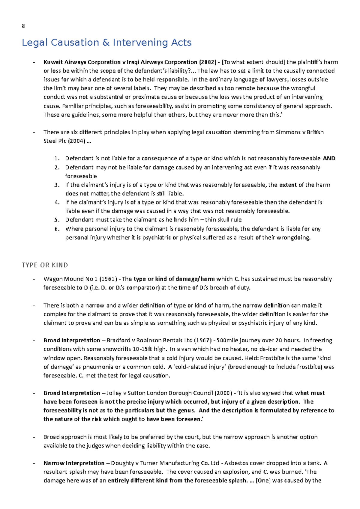 8. Negligence - Legal Causation - Legal Causation & Intervening Acts ...