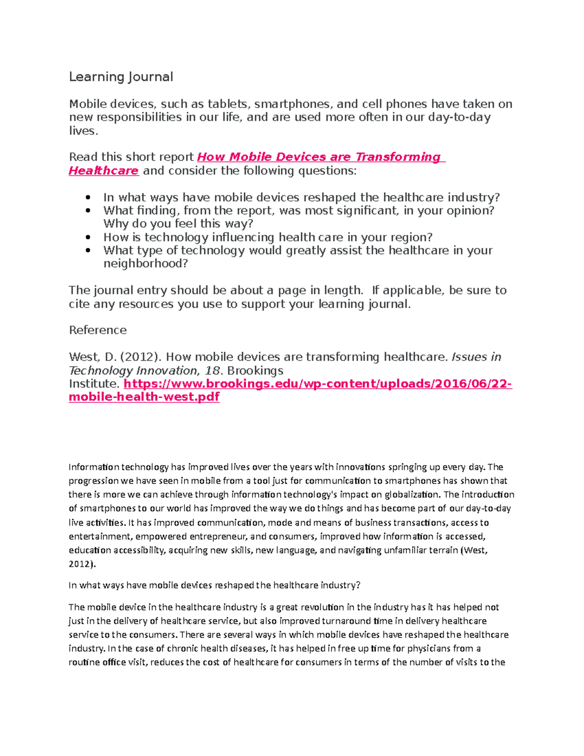 LJ WEEK Seven - LEARNING JOURNAL - POLS 1503 - UoPeople - Studocu