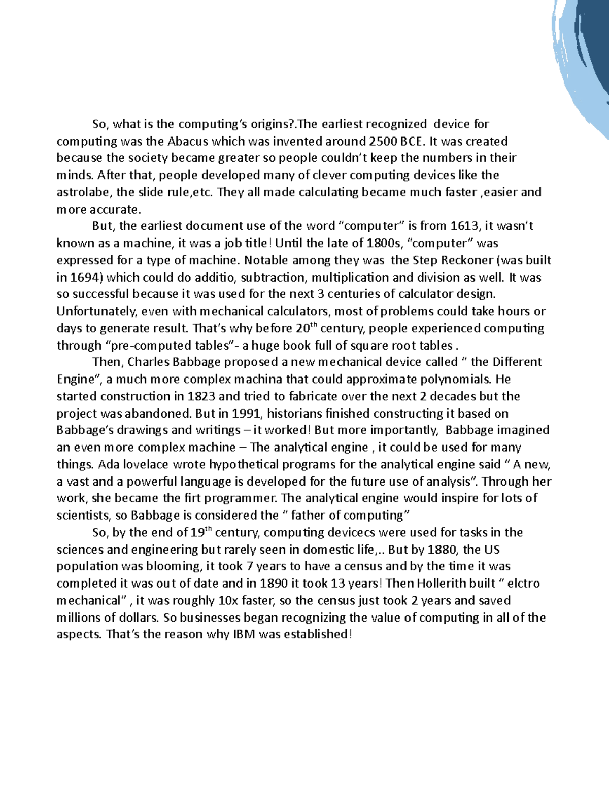 Computer Science p1 - abc - So, what is the computing’s origins ...