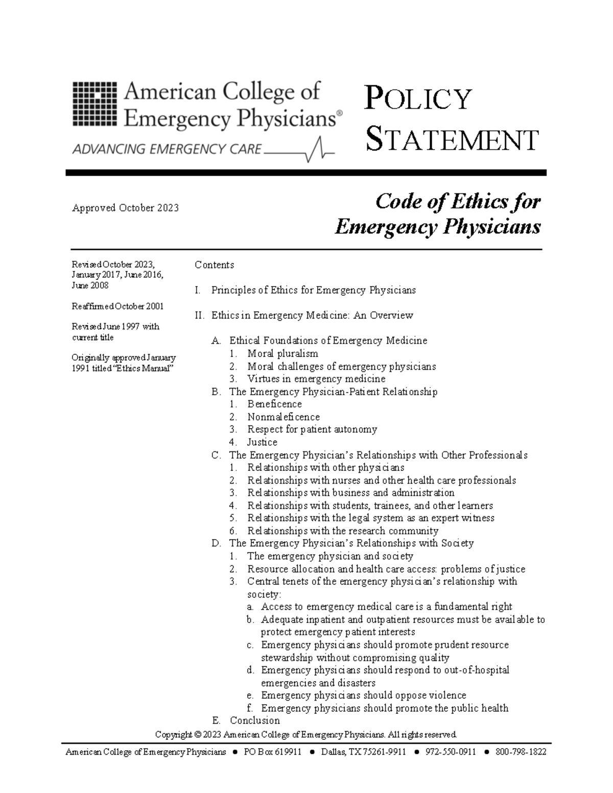 ACEP Code of Ethics - Nothing - Copyright © 20 23 American College of ...