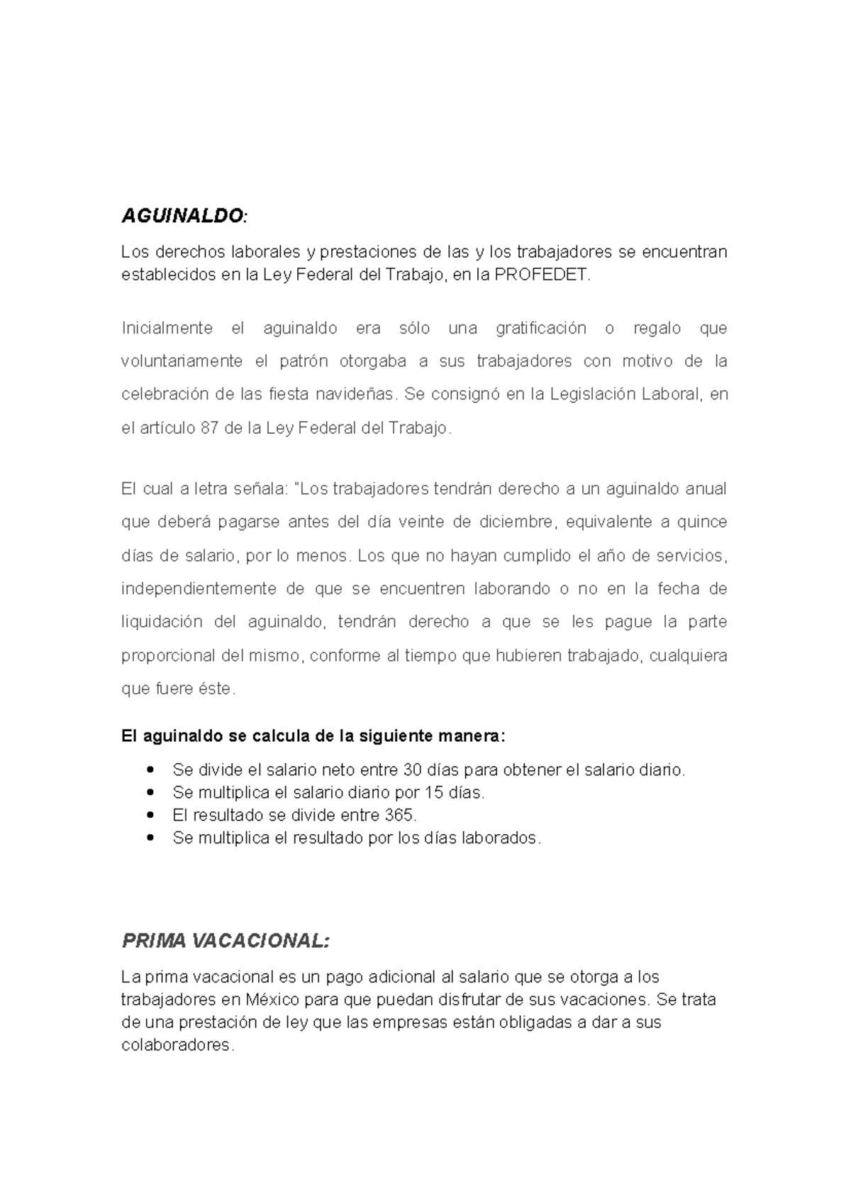 Exposición derecho - ....... - AGUINALDO: Los derechos laborales y ...