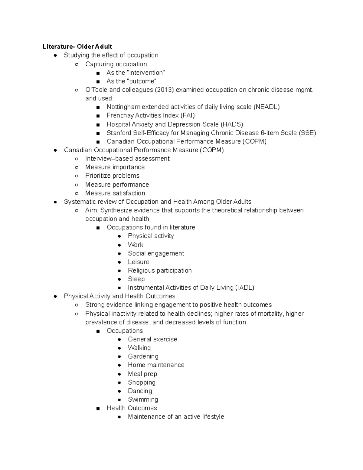 OCS-3520 final exam study guide - Literature- Older Adult Studying the ...