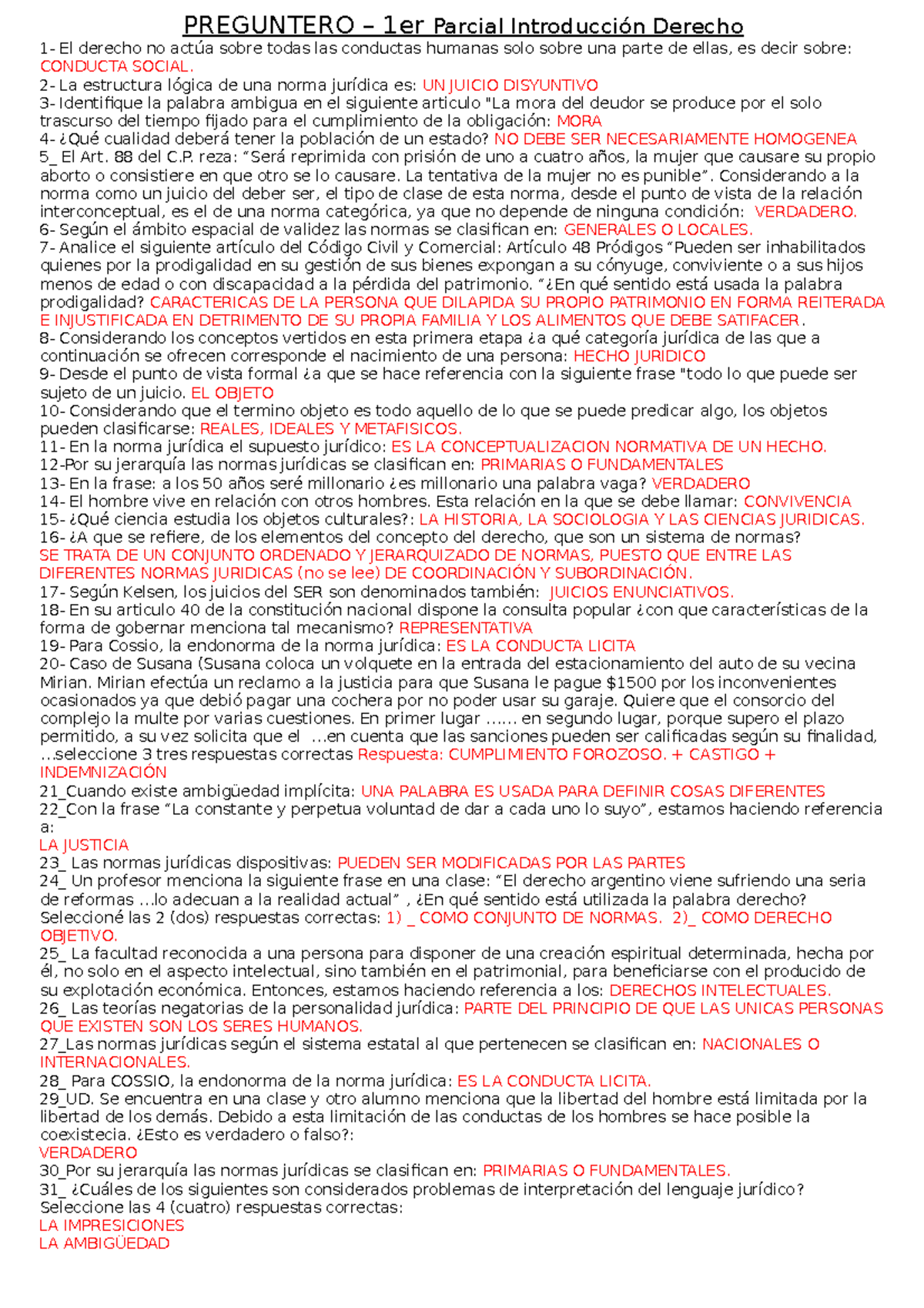 Preguntero Introducción al Derecho Versión 3 (09.06.2021)' con usted - PREGUNTERO – 1er Parcial ...