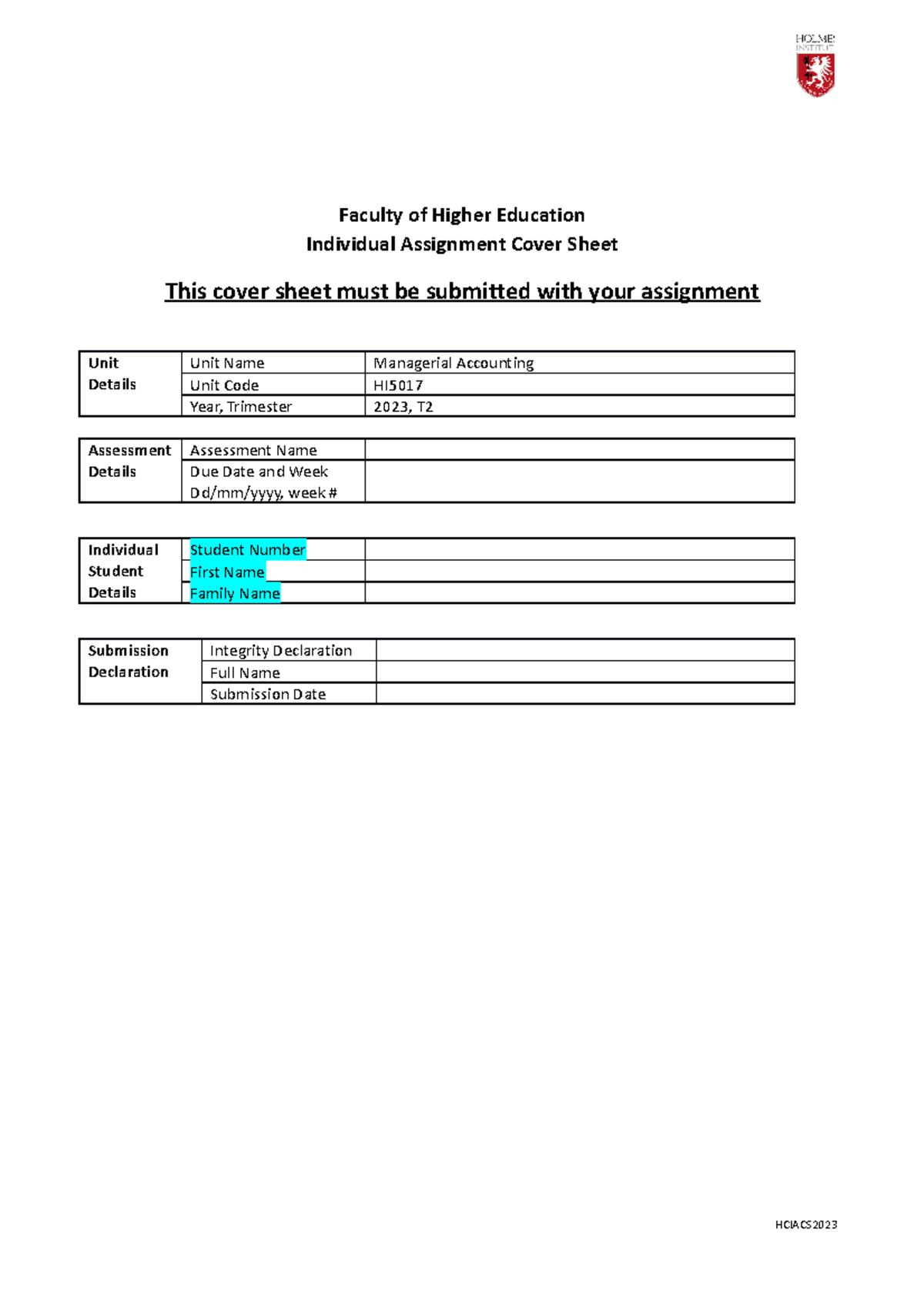 HI5017 - UNIK3004 - Individual Assignment - Faculty of Higher Education ...