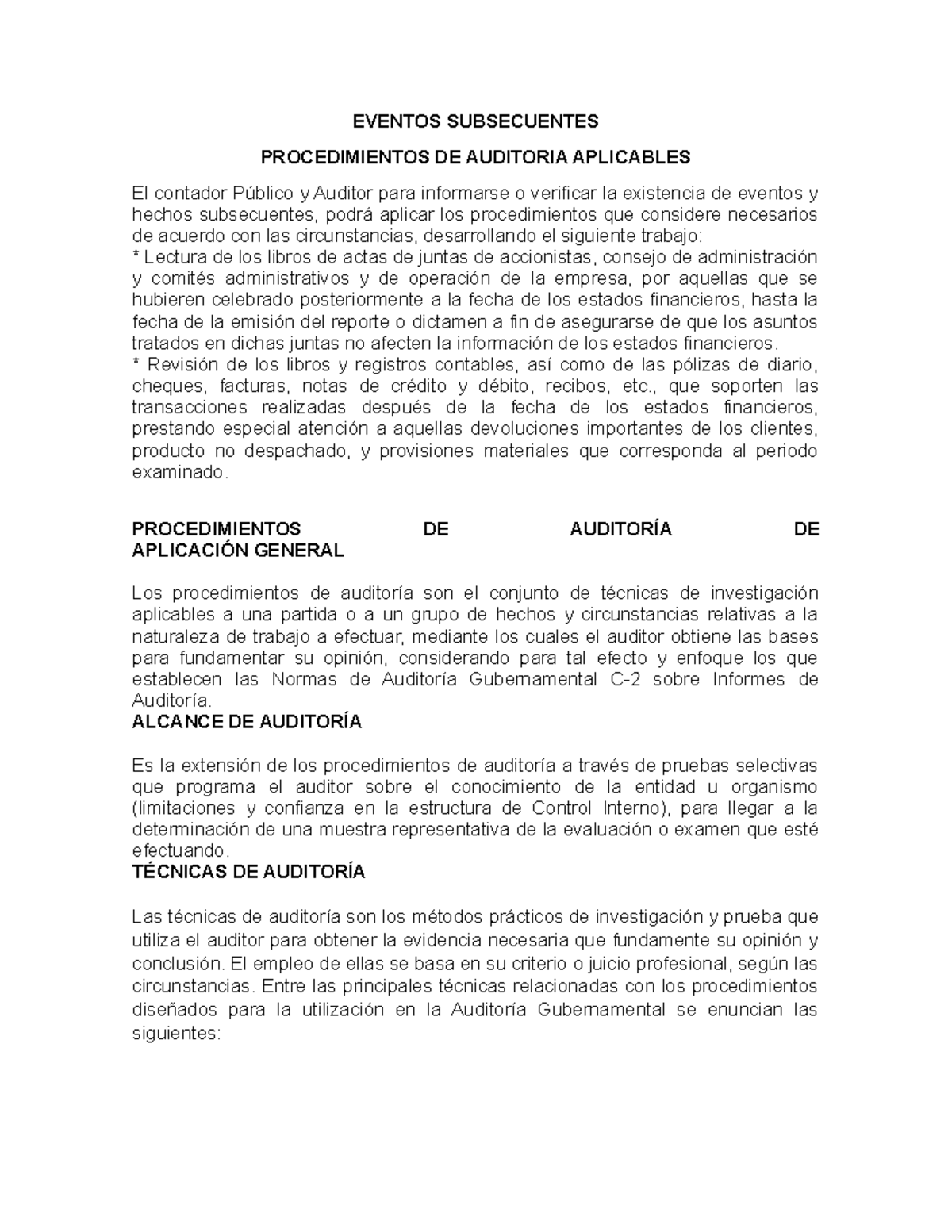 Eventos Subsecuentes Inciso (D) - EVENTOS SUBSECUENTES PROCEDIMIENTOS ...