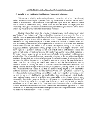 Reflection Paper in Teaching Profession - ) Reflection: What did I ...