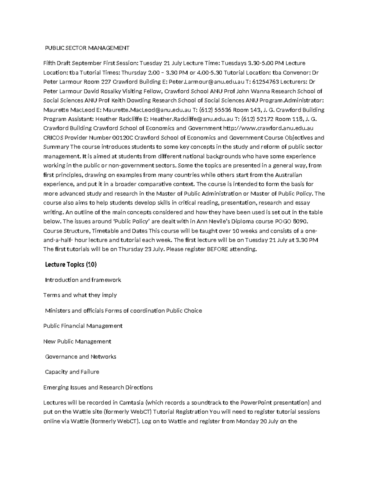 Public Sector Management - PUBLIC SECTOR MANAGEMENT Fifth Draft ...