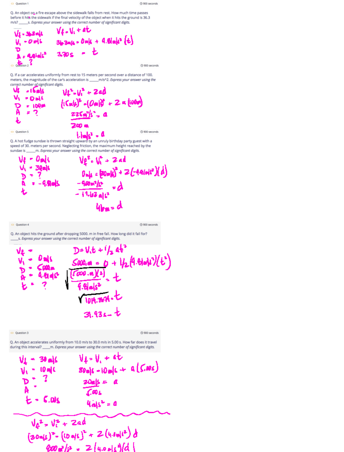 kinematics problem - PHYS 121 - Studocu