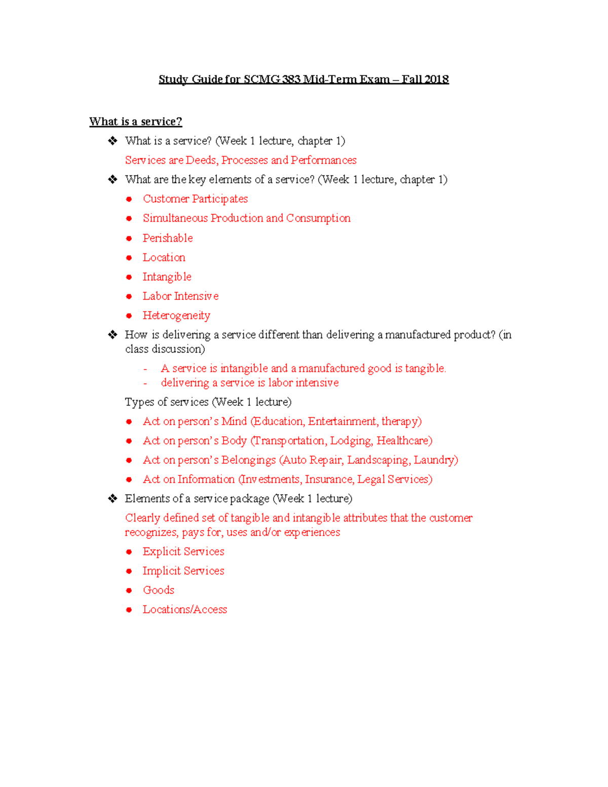 Midterm Study Guide - SCMG 383 - Study Guide for SCMG 383 Exam Fall ...