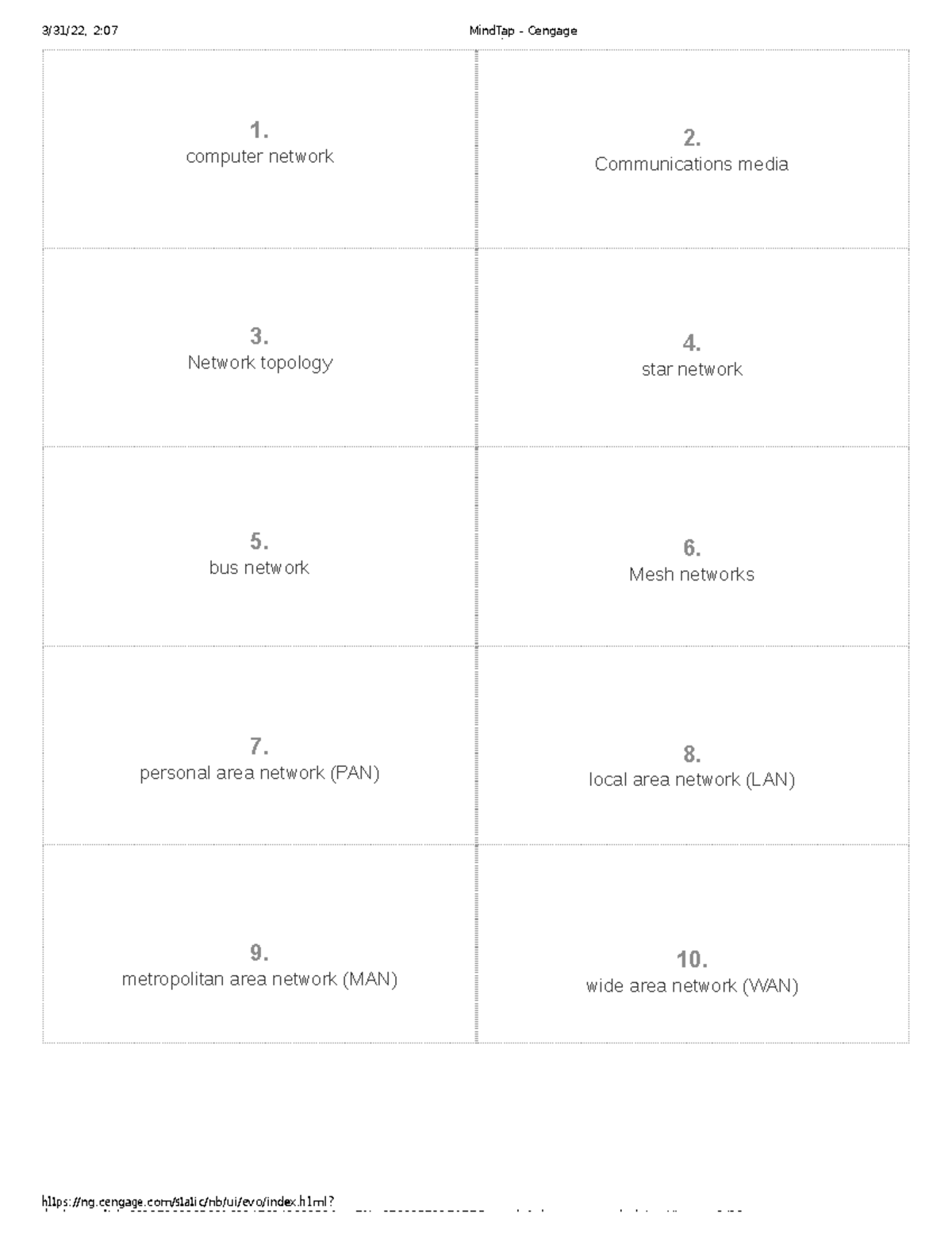 IT CH7 Flash Cards - Key Terms. - 3/31/22, 2: PM MindTap - Cengage ...