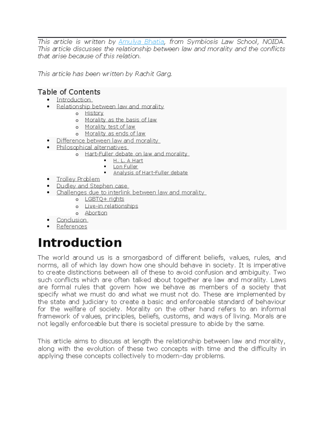 Law and Morals - This article is written by Amulya Bhatia, from Symbiosis Law School, NOIDA ...