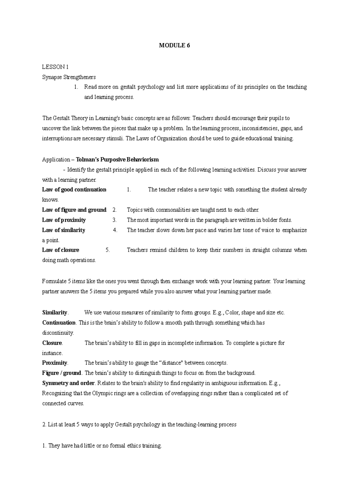M6 Activities, Facilitating Learner - Facilitating Learner Centered ...