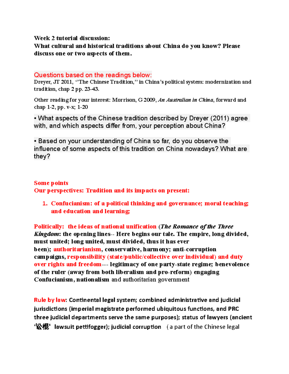 Tutorial notes for Week 2 - Week 2 tutorial discussion: What cultural ...