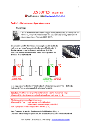 Suites - Sixième Leçon LES SUITES Résumé Même si elles ne constituent ...