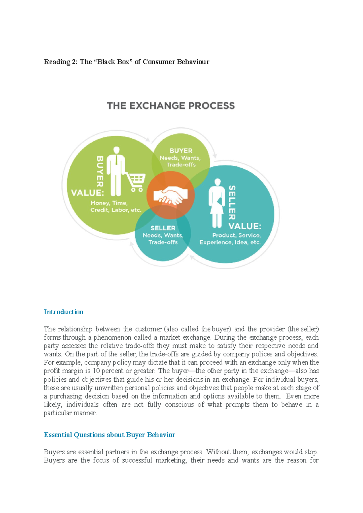 Reading 2 Black Box Model - Reading 2: The “Black Box” of Consumer ...