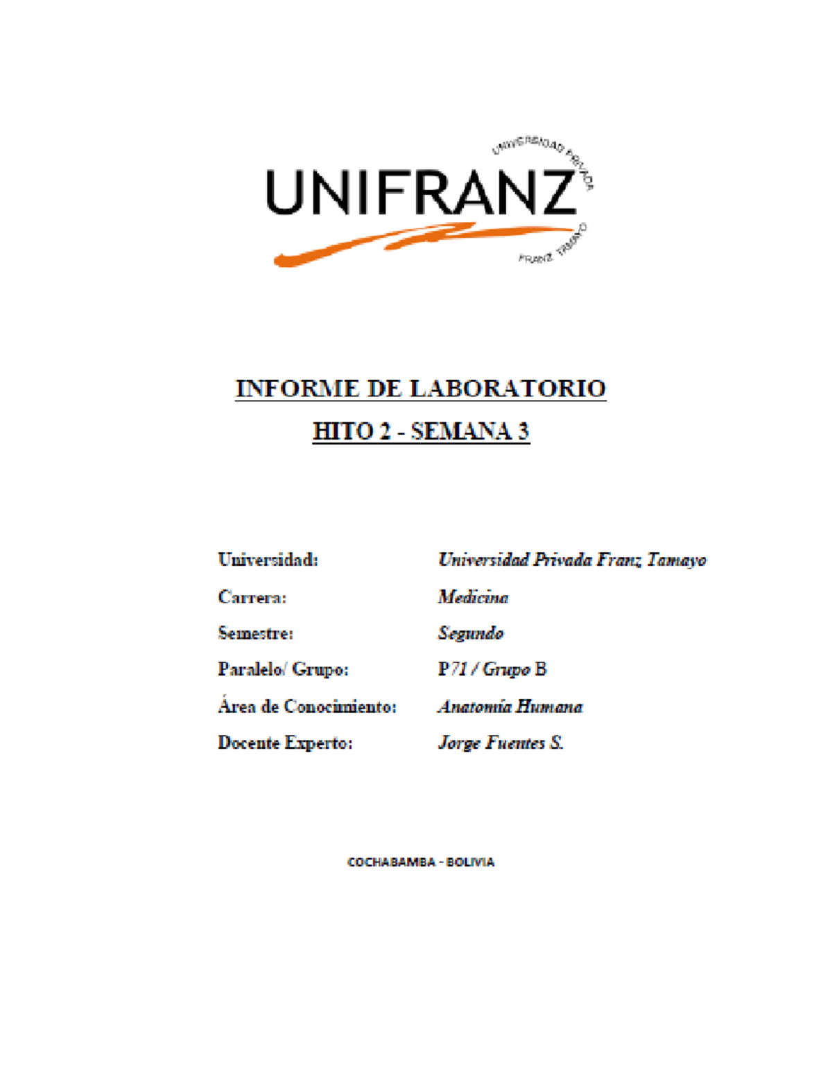 Ejemplo DE Informe DE Laboratorio - DATOS DE LA PR¡CTICA DE LABORATORIO HITO: 2 TEA 3 ...