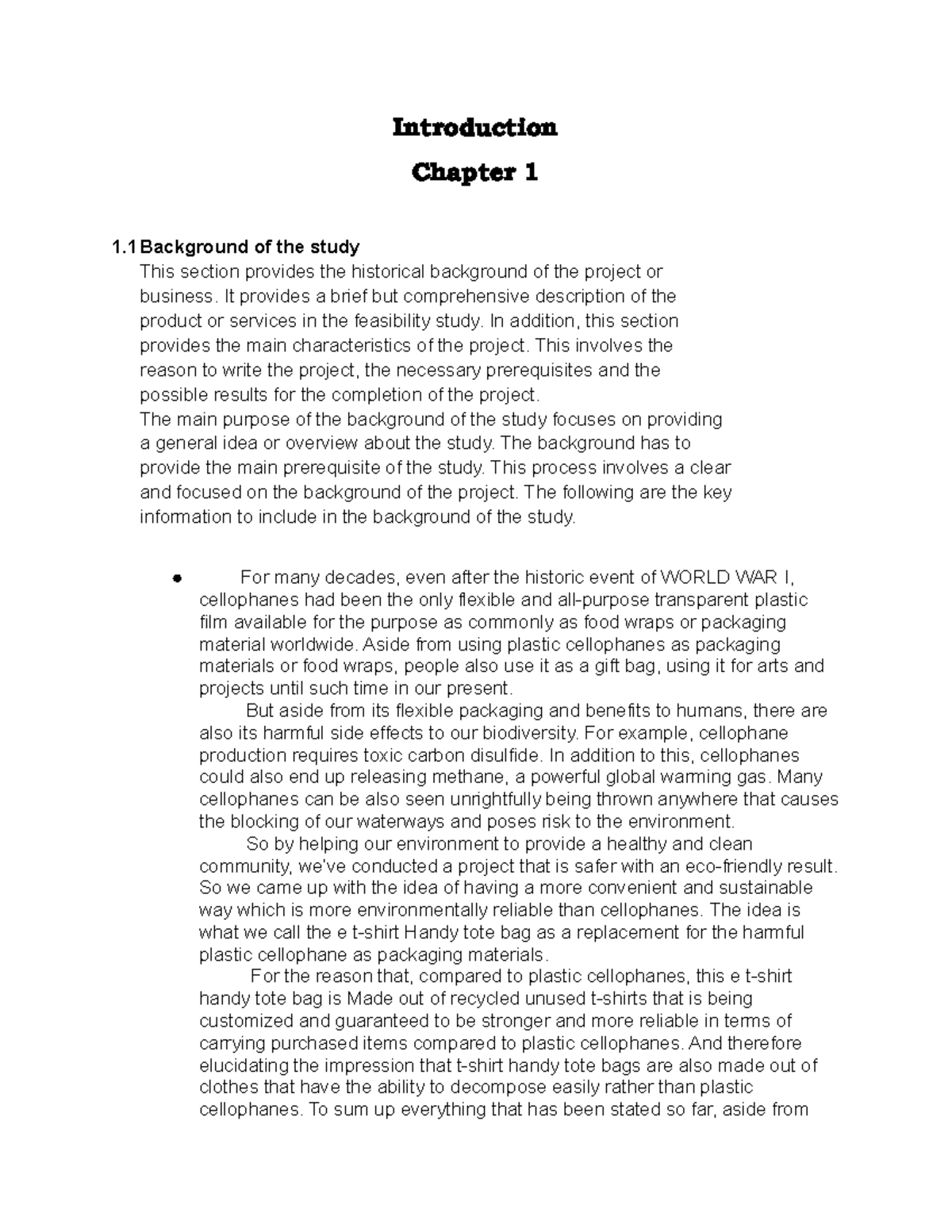 Feasibility Introduction Chapter 1 - Introduction Chapter 1 1 ...