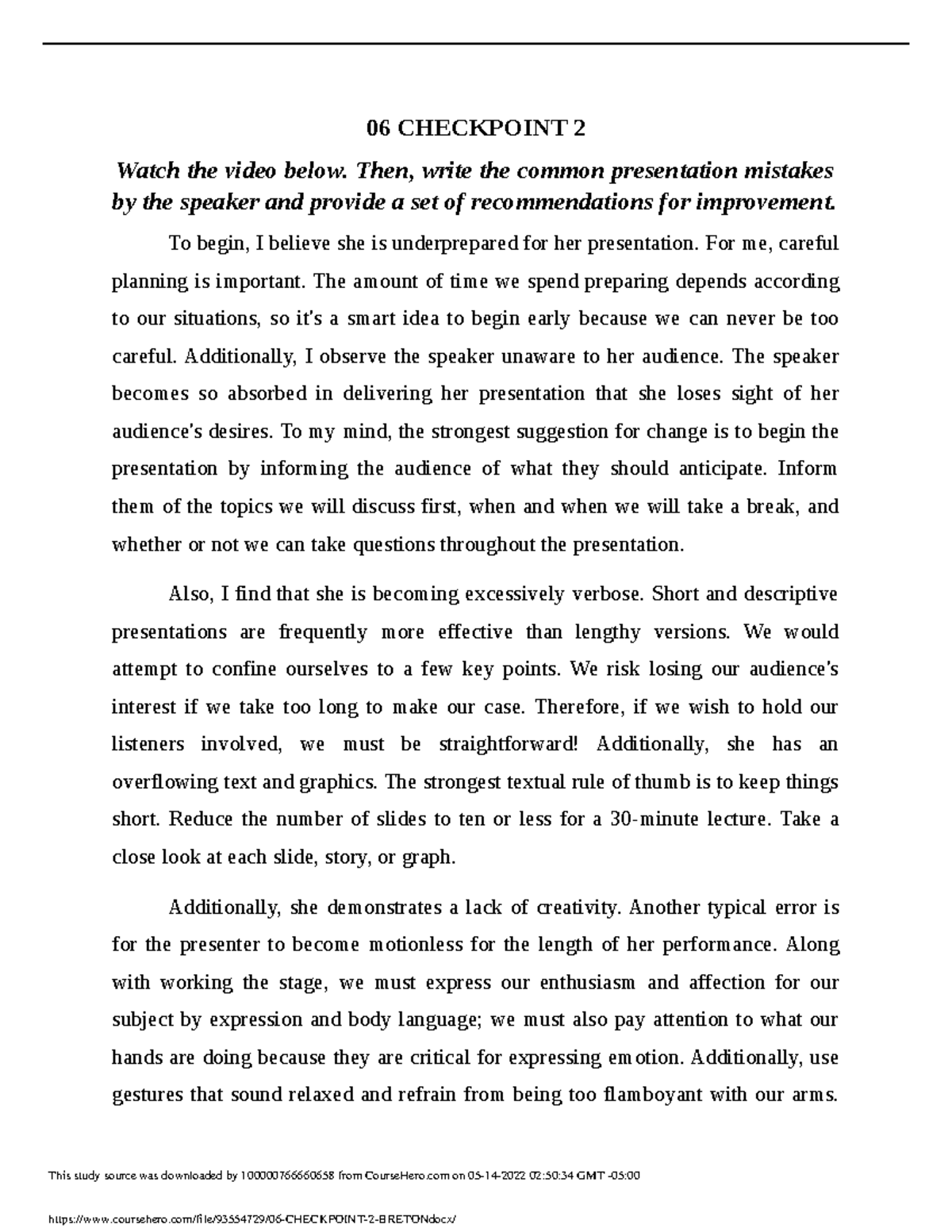 06 Checkpoint 2 Breton - all about homeworks - 06 CHECKPOINT 2 Watch ...