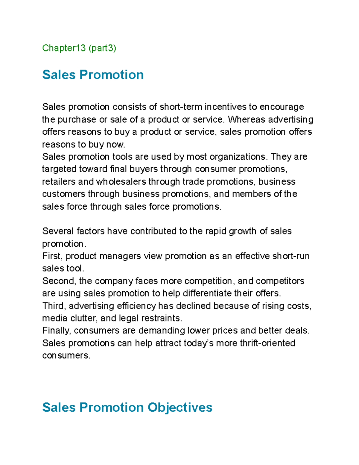 Chapter 13 (part3) - Lecture notes/ Module 12 - Chapter13 (part3) Sales ...