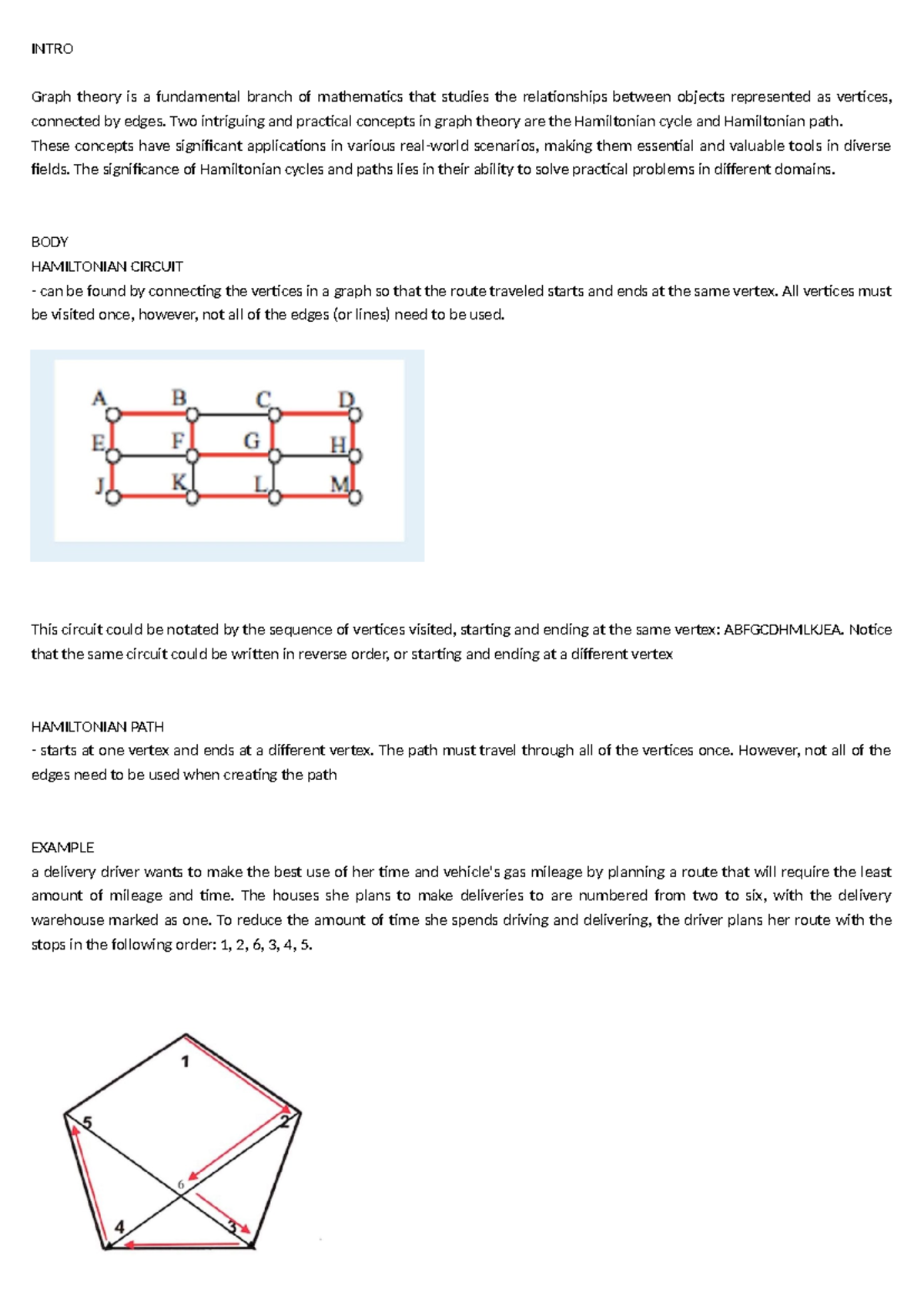 Hamiltonian - :)) - INTRO Graph theory is a fundamental branch of ...