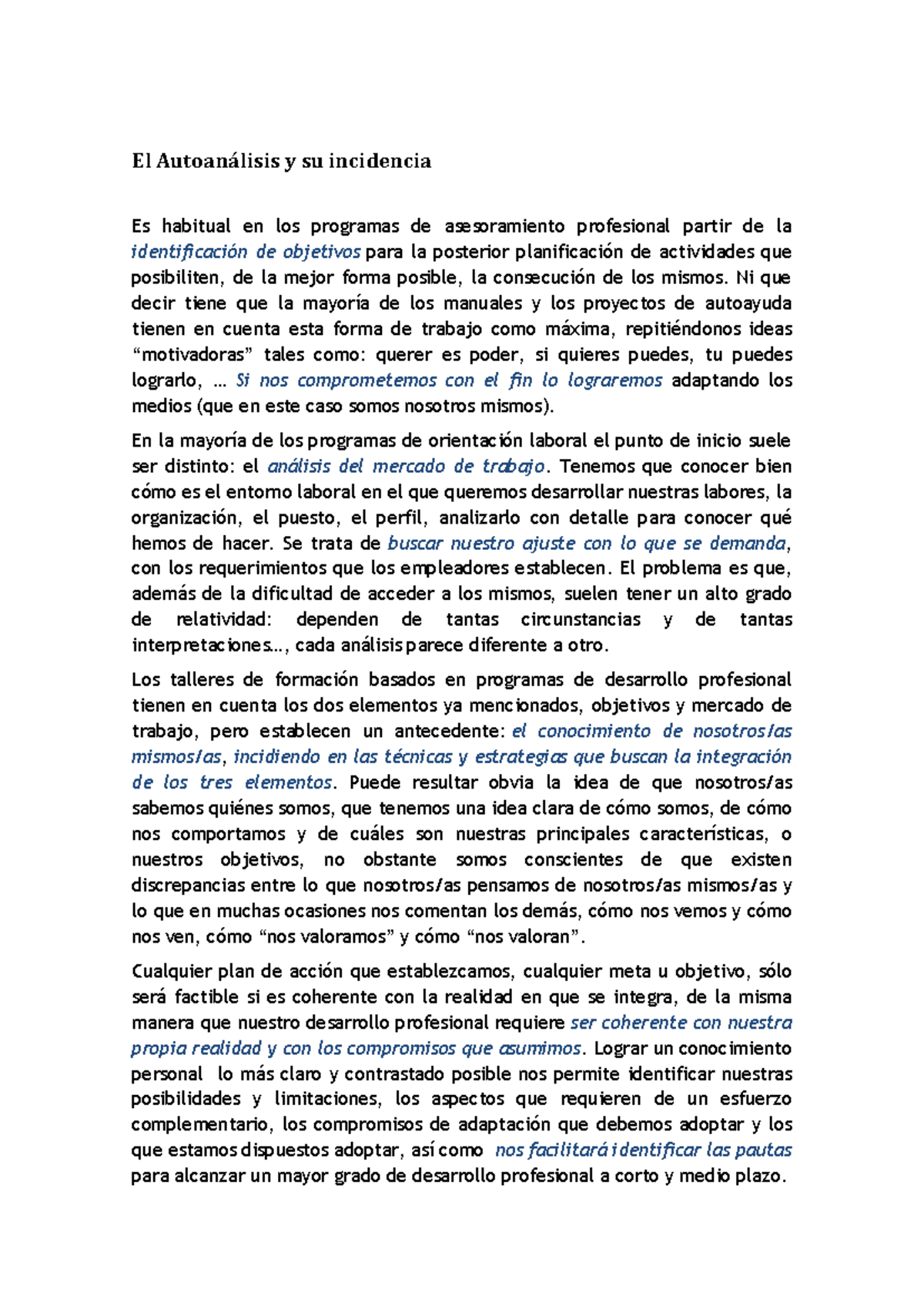 Tema El Autoanalisis ...