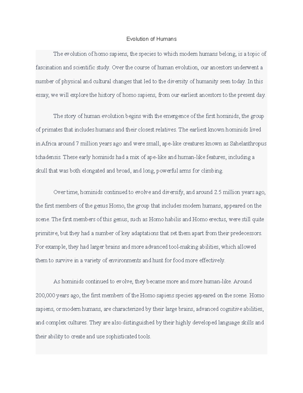 Evolution of Humans - Over the course of human evolution, our ancestors ...